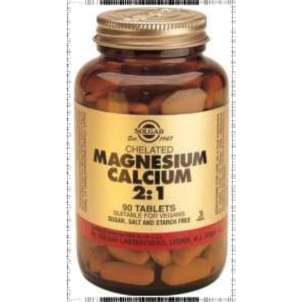 Magnesio / Calcio Quelado 2:1. 90 Comprimidos. Solgar - Arganium Natural